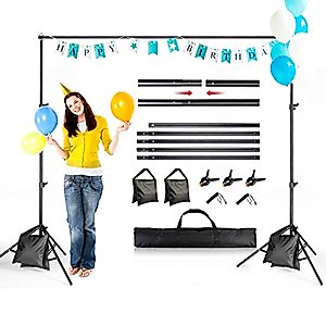 Backdrop Stand 6.5x10ft, ZBWW Photo Video Studio Adjustable Backdrop Stand for Parties, Wedding, Photography, Advertising Display
