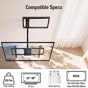Mounting Dream Long Arm TV Wall Mount for Most 42-90 Inch TV, 40 Inch Extension TV Mount Swivel and Tilt, Full Motion Mount Fits Max VESA 800x400mm, 150 lbs. Loading, 16”,18”, 24” Studs