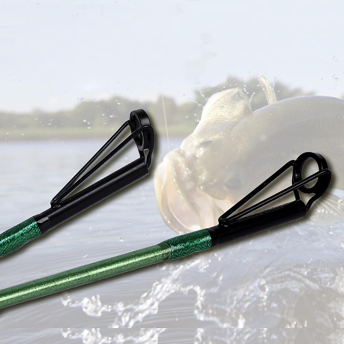 Fiblink Catfish Fishing Rod 1 Piece/2 Piece Catfishing Fishing Pole Portable Travel Heavy Cat Catfish Casting Rod (6'/6'6"/7'/8'/9') (9' - 2Pcs - Green)