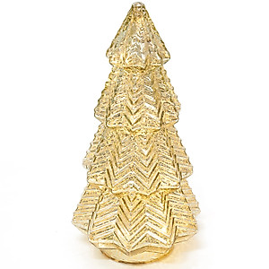 Lamris Tabletop Christmas Tree Timer Lighted 12 Inches Silver Mercury Glass Xmas Trees Decorations Table Centerpiece Mantel Window Home Decor