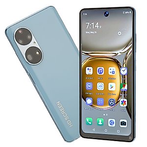 P60pro Mobile Phone, 7 Inch 1440X3040 HD Screen, 4GB and 64GB MT6893 Quad Core, 8MP Rear 16MP Front Cameras, 8000mAh Battery, Cell Phone for Android 11.0 System(USA)