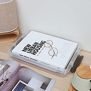 Citylife 3 PCS Plastic Storage Bins with Latching Lids Portable Project Case Clear File Box Stackable Storage Containers for Organizing A4 Paper, Photo, Document, Scrapbook