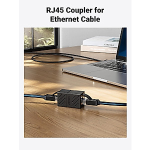 UGREEN RJ45 Coupler Ethernet Extender 1000Mbps, Cat7 Cat6 Cat5e 328ft Ethernet Cable Extender Ethernet Adapter, LAN Connector in Line Coupler Female to Female Black