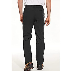MAGCOMSEN Hiking Pants for Men Lightweight with Zipper Pockets Quick Dry Pants Men Travel Pants for Men Work Pants for Men Stretch Summer Pants for Men Black