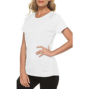 MoFiz Women's Hiking Shirts Short Sleeve UPF 50+ Sun Protection Lightweight Running Fishing Shirts White M