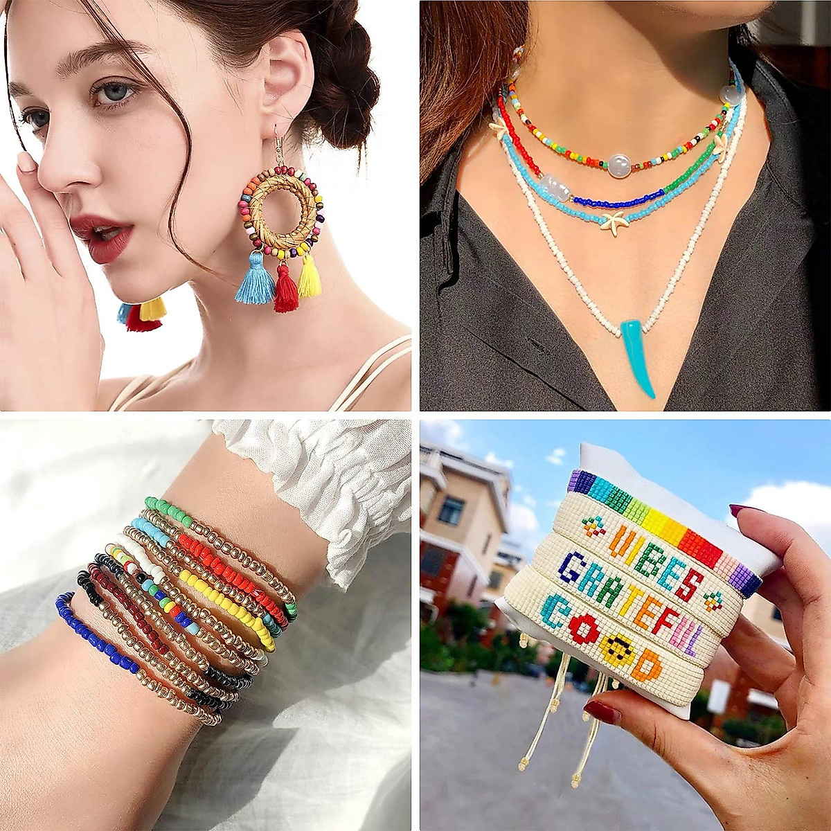 MIKIMIQI 2200pcs Glass Seed Beads Bulk, 4mm 6/0 Pony Beads Bulk for Jewelry Making Mini Spacer Beads Loose Beads Craft Small Glass Seed Beads for DIY Bracelet Wrist (White)