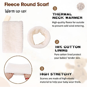 Fleece Baby Hat and Mitten Set Winter Toddler Beanie Warm Scarf Infant Ears Earflap Hood Scarves Caps for Baby Boys Girls (White, S)