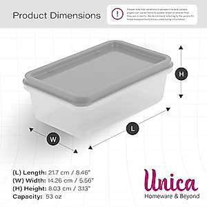 Unica Food Storage Container, with Airtight Lid, Stackable Rectangle Meal Prep Container, BPA-Free, Dishwasher, and Freezer Safe, Set of 3, 28 oz, 5.56x5.56x3.13 in