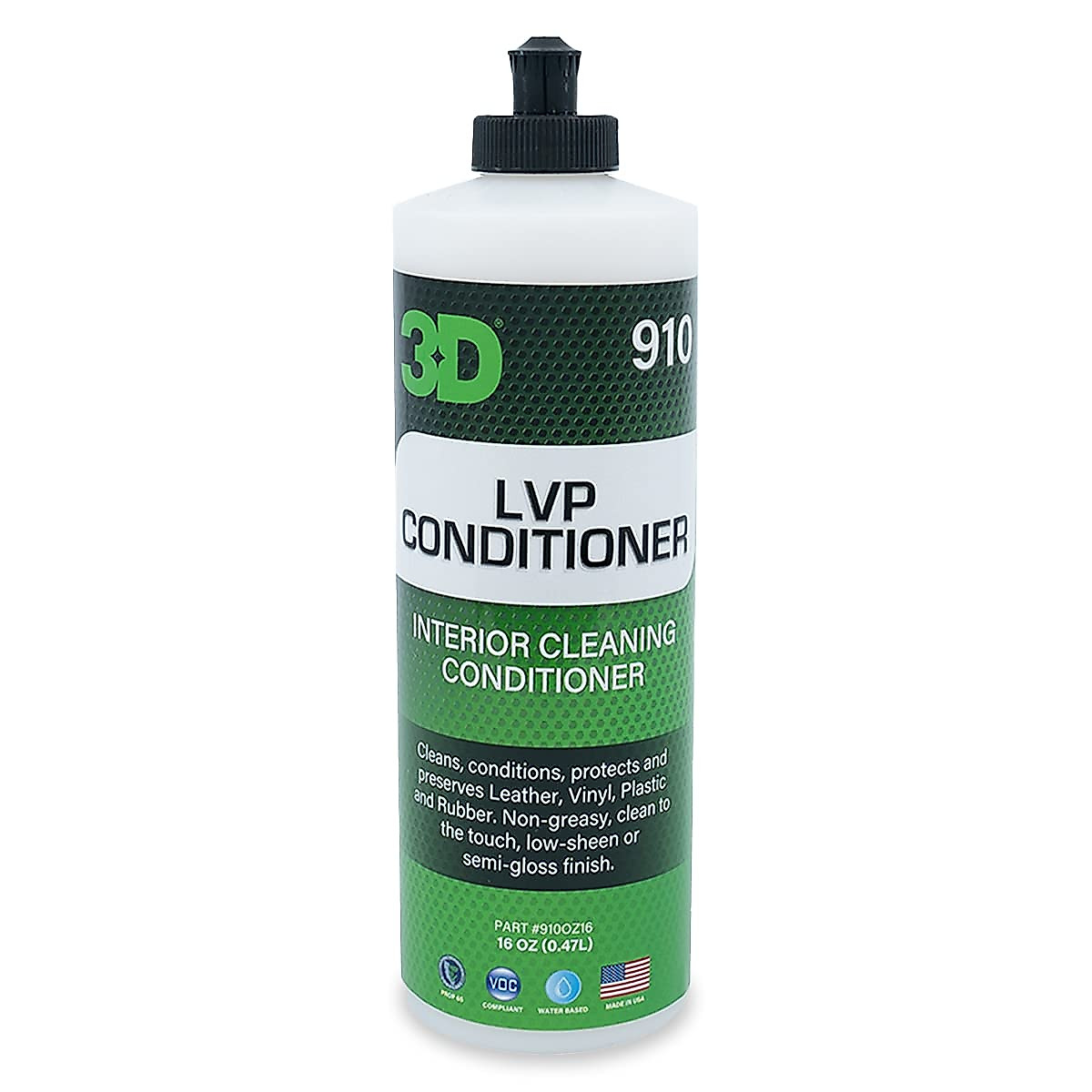 3D Leather, Vinyl & Plastic Conditioner - Restores, Conditions & Protects for Extended Life & Appearance - Great for Seats, Steering Wheels, Door Panels - Car, Office, Home Use 16oz.