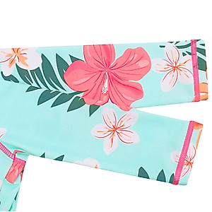 HUAANIUE Baby/Toddler Girl Swimsuit Rashguard Long Sleeve One-Piece Swimwear Cyan 6-12 Months