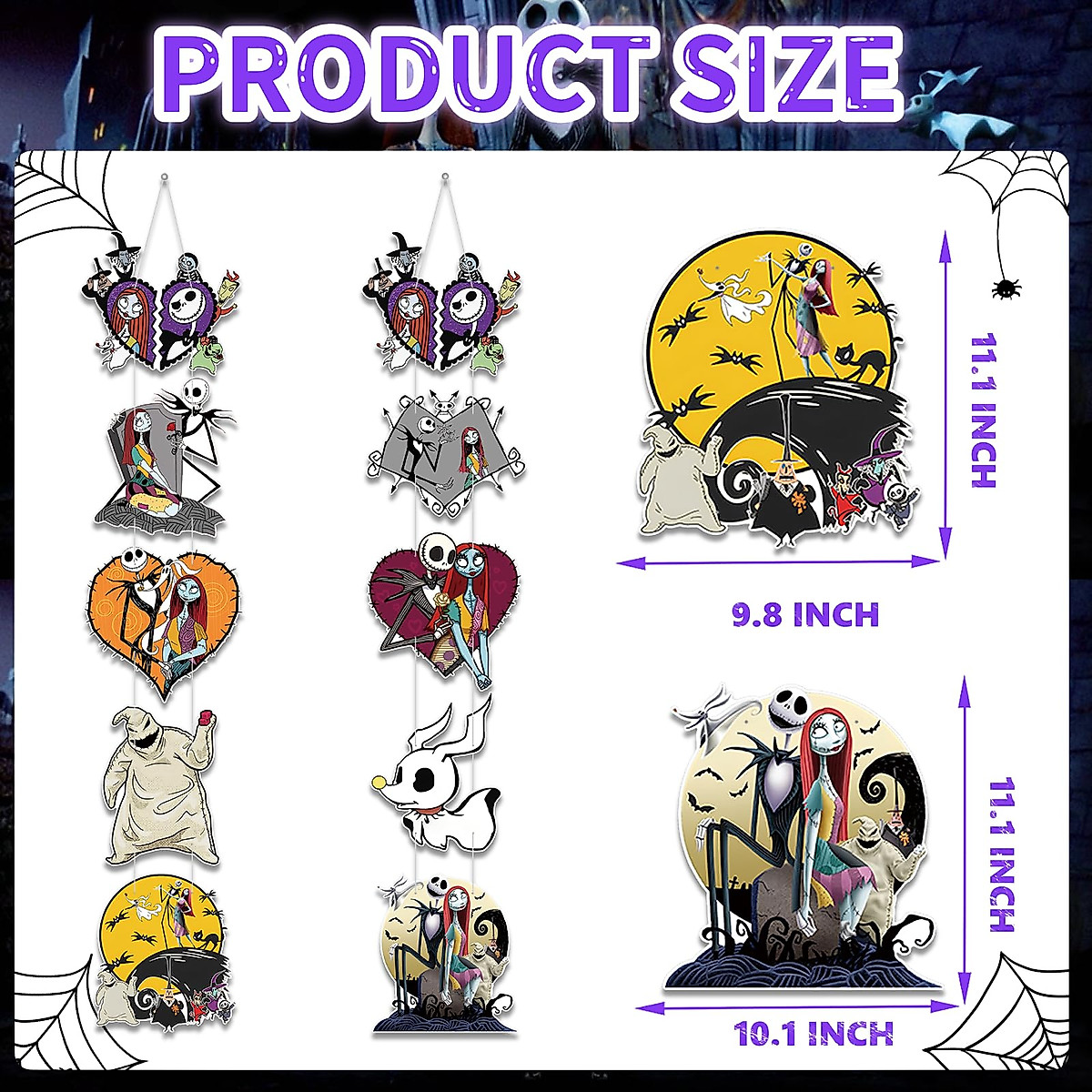 Nightmare Birthday Party Door Sign Banner, Nightmare Party Cutouts Banners Door Hanging Porch Birthday Party Supplies for Halloween Party Indoor Outdoor Decorations