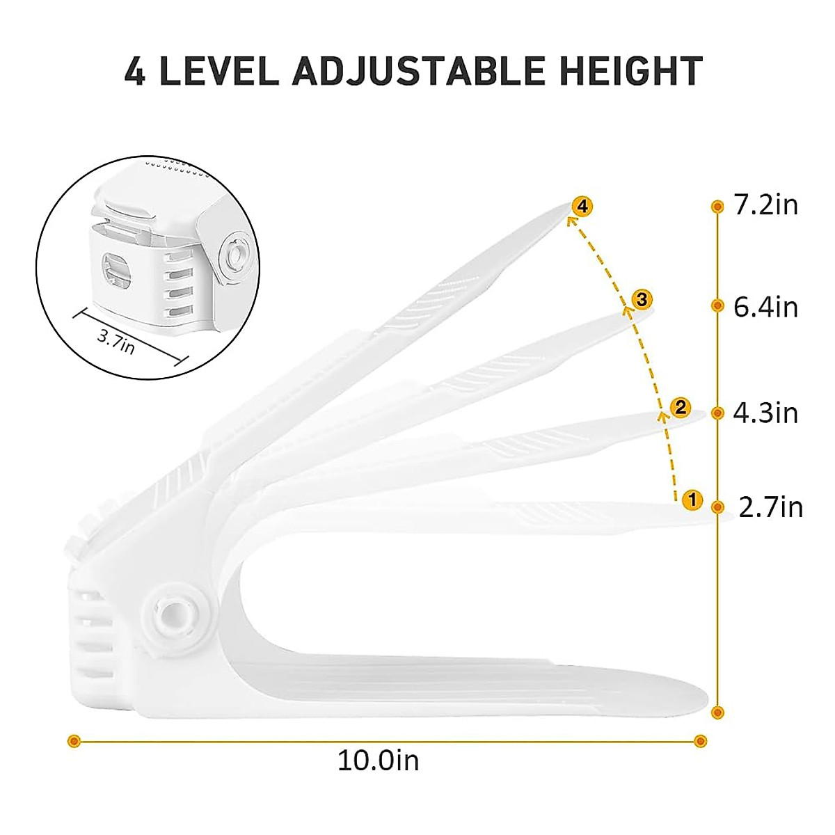 NVGSN Shoe Slots Organizer 20 Pack - Shoe Stackers for a Pair Of Shoes, shoe storage Shoe Space Savers 50%, 4 Levels Adjustable Thickening Double Layer shoe Holders shoe organizer for closet, White