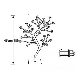 Lxcom Lighting LED Cherry Blossom Bonsai Tree 18” 48 LEDs Plug-in Desk Top Bonsai Lighted Tree Artificial Crystal Flower Light Table Lamp Adjustable Black Branches for Party Wedding Home Decor, White
