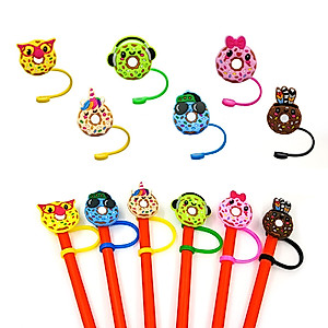 Silicone Straw Plug, 6Pcs Silicone Straw Lid, Reusable Drinking Straw Tips, Splash Proof Straw Protector Caps, Straw Covers for 7-8 mm Straws (Mixed Pattern)