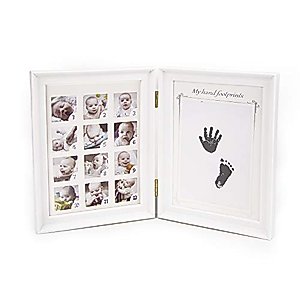 Hiverst Baby Keepsake Frame Kit, Shatterproof Baby First Year Frame in Delicate Package- Ideal Personalized Newborn Baby for Baby Shower, with Ink Pad Stamp & Stencil, 14.5" x 8.5"