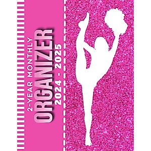 2-Year Monthly Organizer 2024-2025: 8.5x11 Large Dated Monthly Schedule With 100 Blank College-Ruled Paper Combo / 24-Month Life Organizing Gift / Pink White Cheerleader Cheer Art Cover