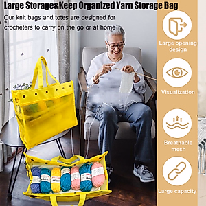 Knitting Bag Large Yarn Storage Organizer,Crochet Bags and Totes,Yarn Bags for Crocheting,Crochet Storage Bags for Crochet Hooks,Knitting Needles,Knit Bags for Crochet Lovers,Mother's Day Gift(Yellow)