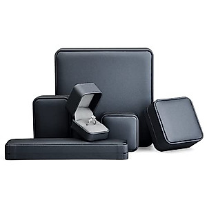 Woodten Blue Round Corner PU Leather Proposal Ring Box Jewelry Ring Gift Box Jewelry Packaging Box