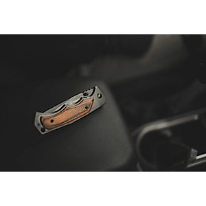 Smith & Wesson 8.5in S.S. Folding Knife with 3.7in Drop Point Blade and S.S. and Real Wood Insert Handle for Outdoor, Tactical, Survival and EDC