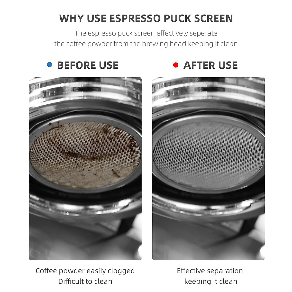 MHW-3BOMBER 58.5mm Espresso Puck Screen with Round Hole Espresso Filter 0.8mm Thickness Stainless Steel Coffee Reusable Filter for Bottomless Portafilter Filter Basket FG5590