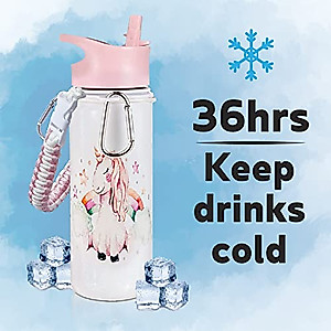 Unicorn Water Bottle, 18 OZ, Leak Proof, 36 Hours Cold, Dishwasher safe, Removable Handle, Wide Mouth Double Wall Vacuum Insulated Stainless Steel Water Bottle For School, Straw, Bottle For Girls