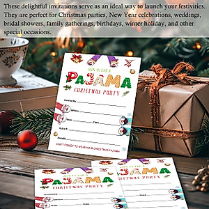 Beshoul Christmas Party Invitations with Envelopes (25-Count) - Pajamas Party Invite Cards for Bridal Shower Baby Shower Birthday Party Celebration Supplies - C08