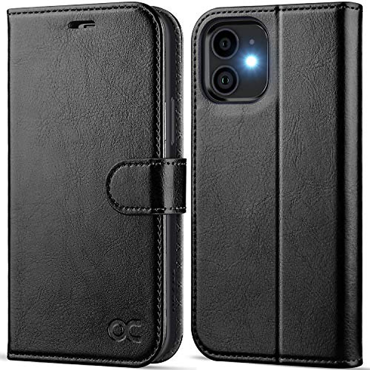 OCASE Compatible with iPhone 12 Case/Compatible with iPhone 12 Pro Wallet Case, PU Leather Flip Case with Card Holders RFID Blocking Kickstand Phone Cover 6.1 Inch (Black)