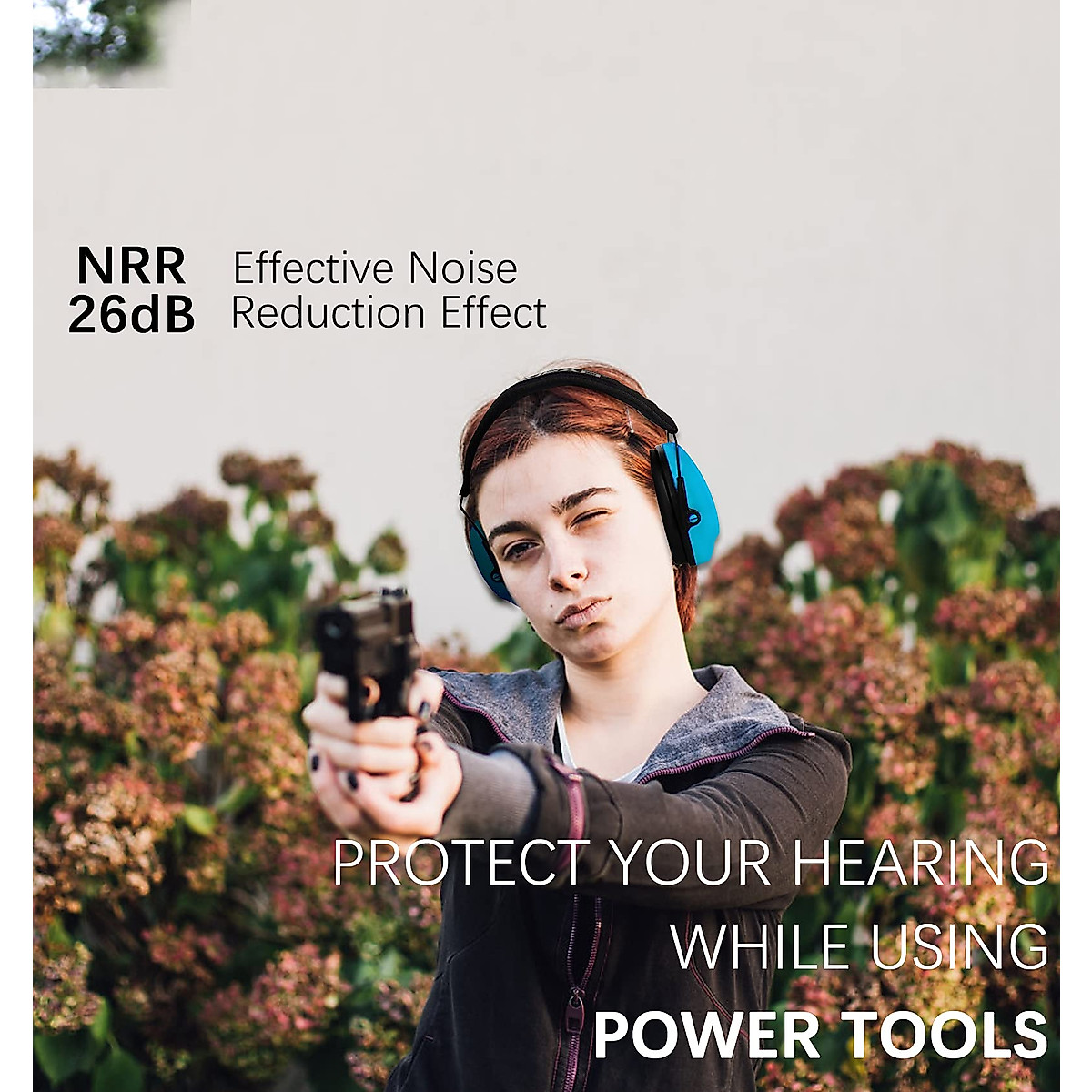 PROHEAR 016 Ear Protection Safety Earmuffs for Shooting with NRR 26dB 2Pack (Blue and Pink)