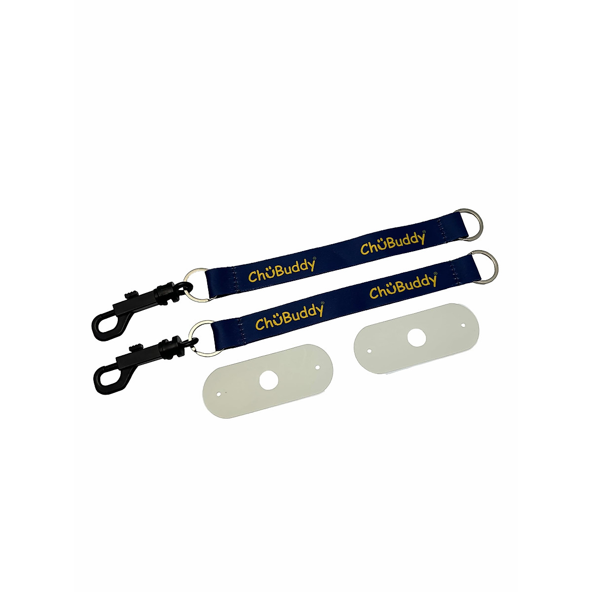 CHU-BUDDY ChuBuddy Chew Holder 4 Pack: Two (Navy) Clip-Ons & Two (Black) Neck Lanyards
