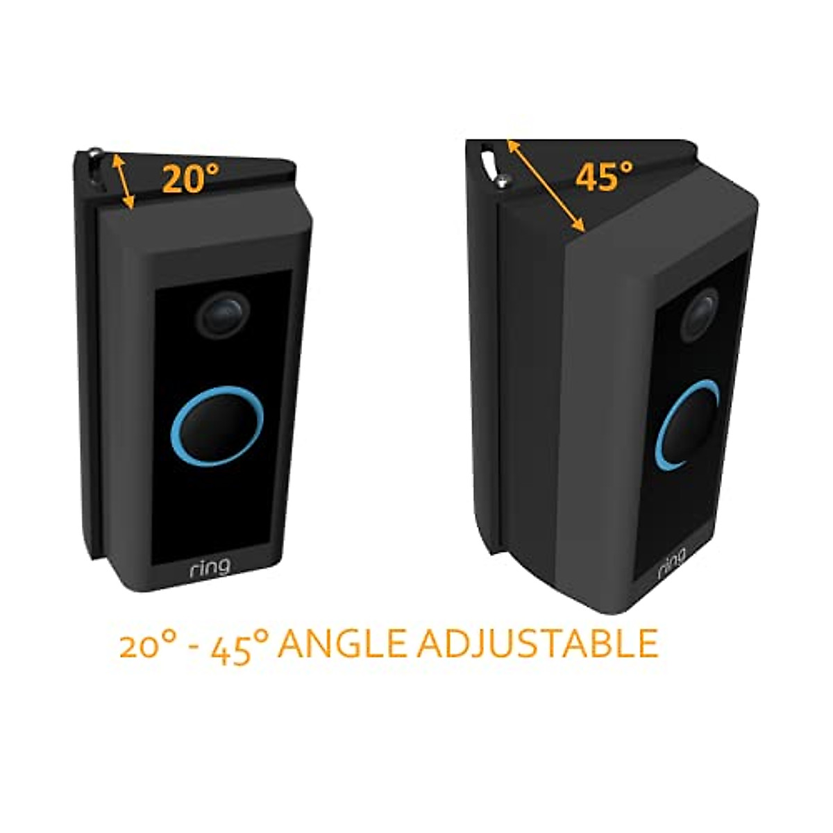 Mars Outpost Adjustable Mount for RingWired Corner Adjustable Mounting Bracket Wedge 20-45 Degree 20/25/30/35/40/45 Degree Slim & Strong, Black