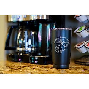 20oz Insulated USMC Tumbler-Double-Walled Stainless Steel Marine Corps travel Cup- Durable & Leakproof - Disabled USMC Veteran Owned SMALL Business