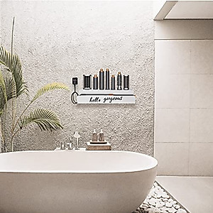 Storage Holder for Dyson Airwrap, Farmhouse Curling Iron Accessories Rack Wall Mount, Wood Hair Wrap Styler Tools Holder, Vacuum Attachments Display Stand for Bathroom Organizer (White)