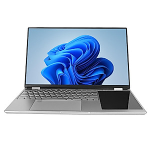 Heayzoki Double Screen Laptop for Win 11, 15.6in HD IPS Screen Notebook with 7in HD IPS Touch Display, High Speed N5105 2.0GHz Quad Core Processor, Backlight Keyboard (16GB+128GB US Plug)