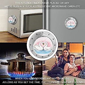 Kitchen Timer Cartoon Swan Magnetic Countdown Clock for Cooking Teaching Fitness