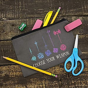 Choose Your Weapon Dungeon RPG Dice Pencil Pen Organizer Zipper Pouch Case