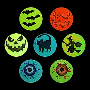 LovesTown 24 Halloween Theme Designs Bouncing Balls - Glow in The Dark Bouncy Party Favors Supplies for Kids, Trick or Treating Goodie
