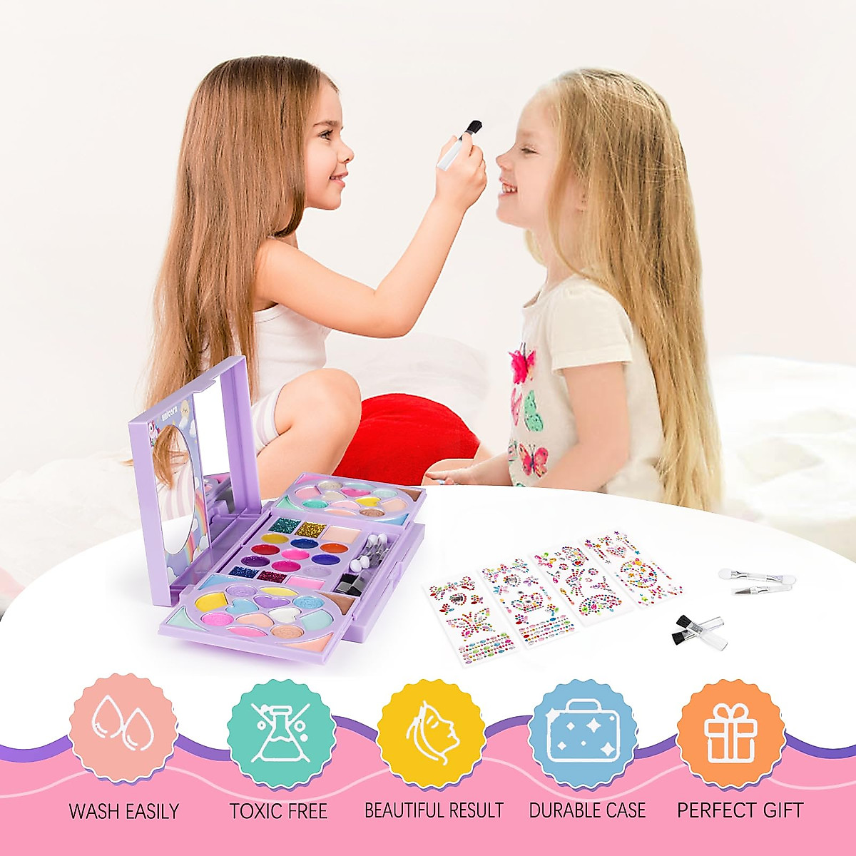Kids Makeup Kit for Girls Real Washable Cosmetic 3+ Year Girl Birthday Gifts Pretend Play Toys for Girls 4-6, 6-8, 8-10 Non-Toxic
