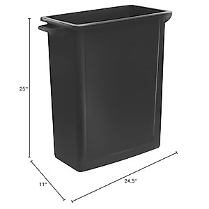 SunSierra 16 Gallon Slim Rectangular Trash Can, Recycle Bin, Plastic Trash Can, Garbage Can, Commercial Trash Can, Indoor Trash Can, Perfect for Kitchen, Restaurant, Office - Black