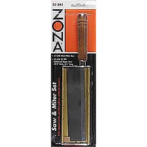 Olson Saw 35-241 Fine Kerf Saw 35-550 42 tpi with Aluminum Thin Slot Miter Box, Slot Size .014-Inch, Slot Angles 45, 60, 90, Cutting Depth 7/8-Inch