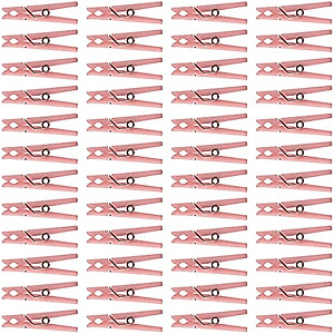 50 PCS Small Transparent Plastic Tool Paper Clips Clothespins Clip Clothing Line Clip Photo Clips 1.4 x 0.25 Inch Mini Clothespins Baby Shower Clothing Pins Plastic Small Clips for Party (Pink)