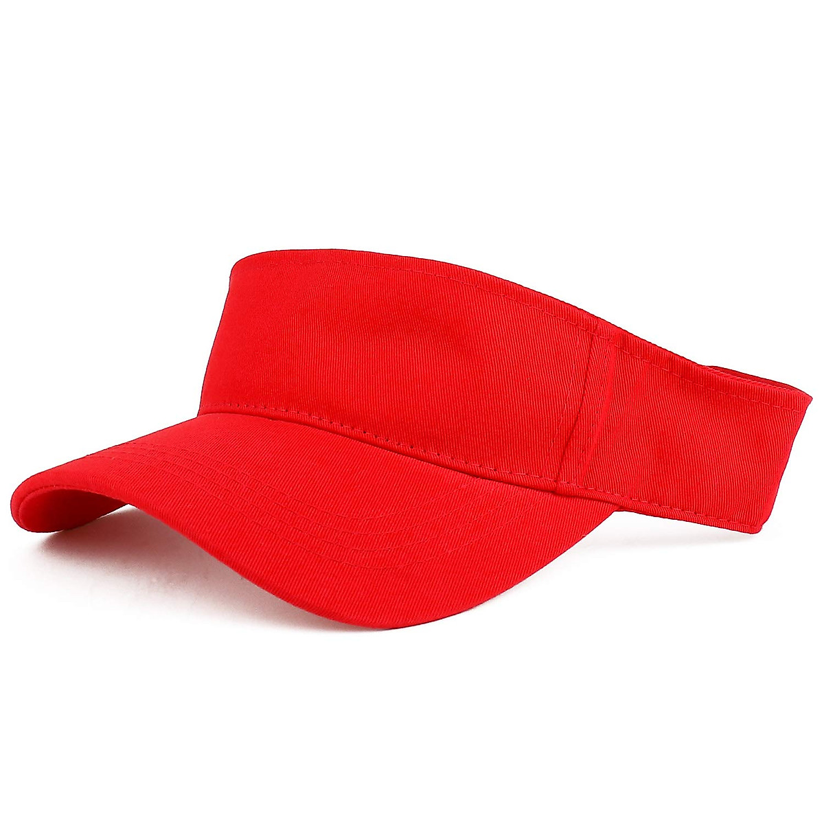Trendy Apparel Shop XXL Oversize Solid Cotton Adjustable Sun Visor - Red - 2XL