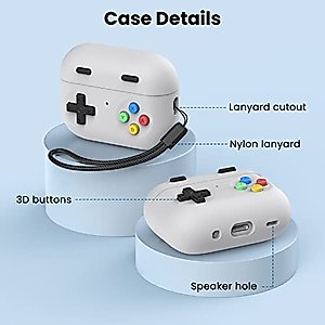 Delidigi Compatible for AirPods Pro 2 Case (USB-C/Lightning) Cover Retro Handheld Game Console Design Silicone Protective Case with Lanyard Keychain Compatible with AirPods Pro 2nd Generation