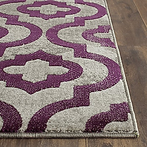 SAFAVIEH Porcello Collection Area Rug - 6' x 9', Light Grey & Purple, Moroccan Quatrefoil Distressed Design, Non-Shedding & Easy Care, Ideal for High Traffic Areas in Living Room, Bedroom (PRL7734B)