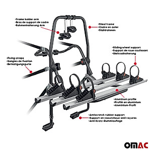 OMAC Bike Rack Hitch Mounted | Trunk Bicycle Car Racks Carrier Adjustable Hitches Suitable for E-Bikes | Automotive Exterior Accessories (3 Bikes)
