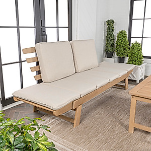 JONATHAN Y SFB1000A Hartley 2-Seat Modern Scandinavian Folding Wood Outdoor Day Bed Sofa Mid-Century, Classic, Transitional, Industrial for Backyard, Patio, Porch, Beige/Light Teak