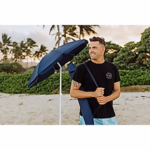 PICNIC TIME Outdoor Canopy Sunshade Beach Umbrella 5.5', Small Patio Umbrella, Beach Chair Umbrella, (Navy Blue)