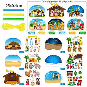 Funrous 36 Pack Make a Nativity Scene Christmas Nativity Craft Kits Nativity Scene Hanging Ornaments Religious Christian Craft Kits for Holy Night Christian Religious Party Supplies 6 Styles