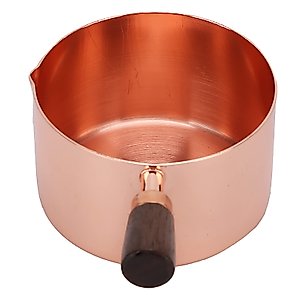 Wooden Handle Sauce Pan, Rose Gold Stainless Steel Sauce Pot Sauce Vinegar Saucer Measuring Cup for Cooking Kitchen Ware (1cup)