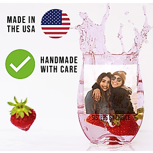 Personalized 17oz Printed Photo Picture Stemless Wine Glass – Birthday Gifts for Women Friendship, Best Friend Gift Ideas, Girls Trip Gift Unique Funny, Fun Gifts for Friends Female Sister, Cute Cup