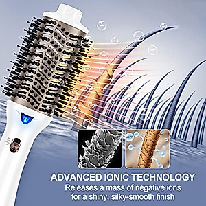 One Step Hair Dryer & Volumizing Hot Air Brush, Hair Blow Dryer Brush, Ceramic Straightener Brush, Curler & Hot Comb 4 in 1 Salon Ionic Hair Brush, Hair Styling Tools, White